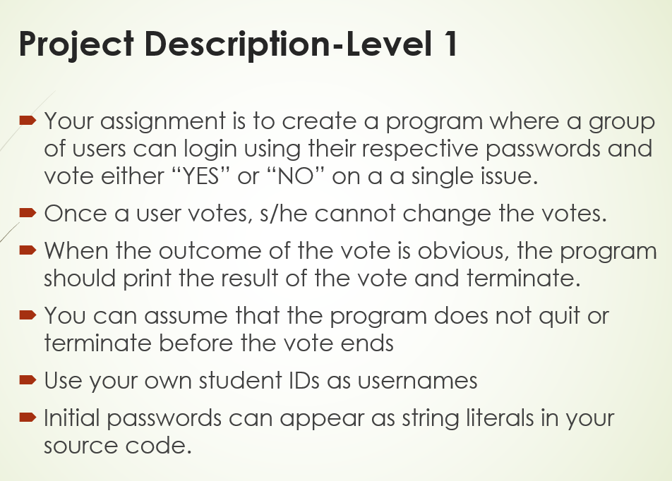 Solved Project Description-Level 1 Your assignment is to | Chegg.com