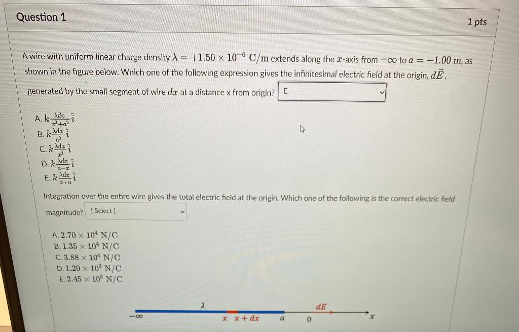 Solved A wire with uniform linear charge density | Chegg.com