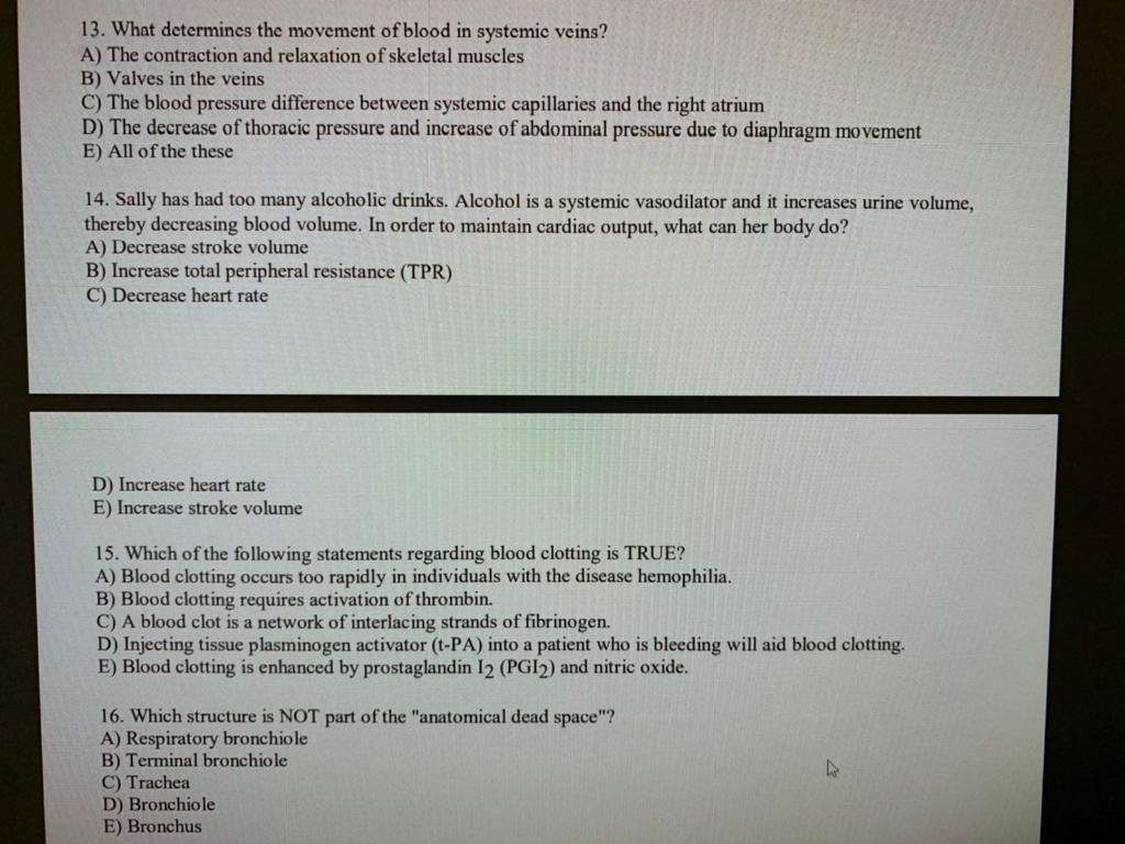 Solved 13. What determines the movement of blood in systemic | Chegg.com