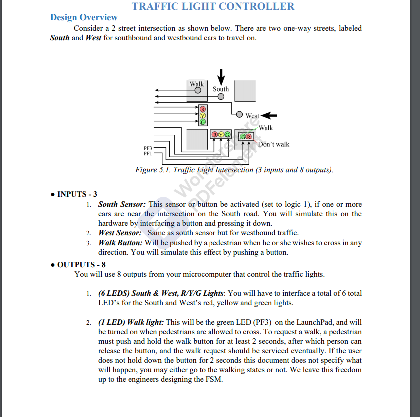 TRAFFIC LIGHT CONTROLLER Design Overview Consider a 2 | Chegg.com