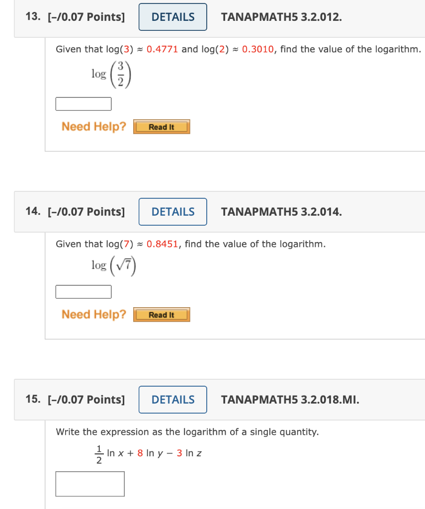 Solved 13. [-70.07 Points] DETAILS TANAPMATH5 3.2.012. Given | Chegg.com