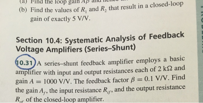 Solved A series-shunt feedback amplifier employs a basic | Chegg.com