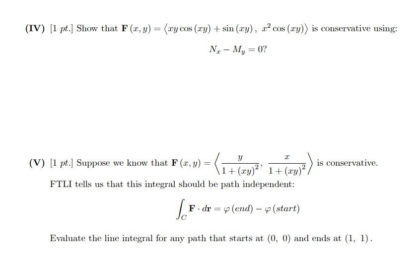 Solved (IV) [1 pt.] Show that | Chegg.com