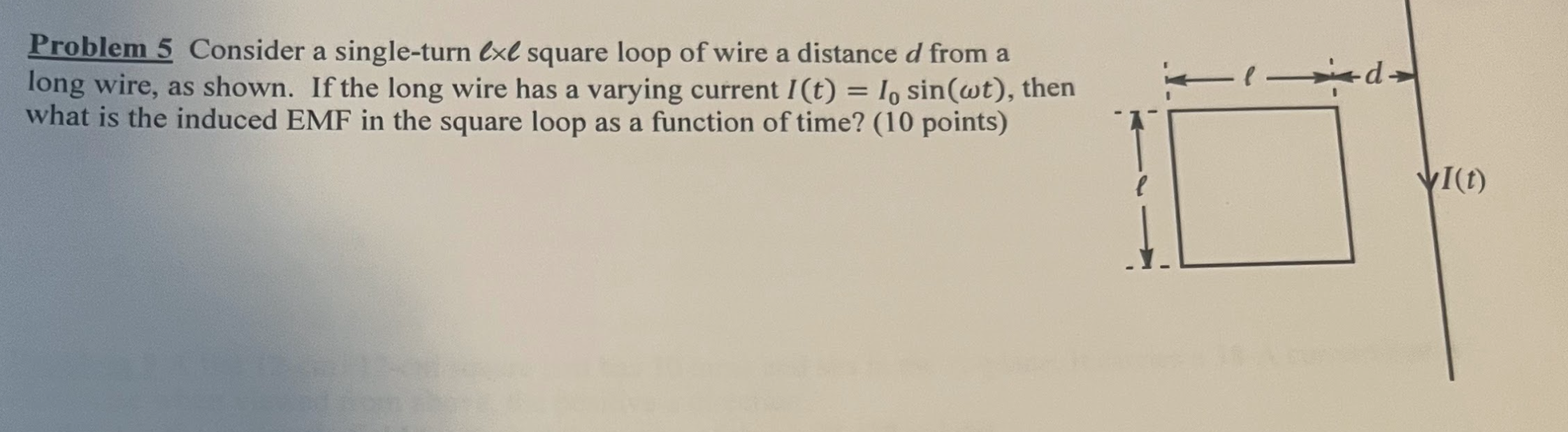 Solved Problem 5 Consider a single-turn ℓ×ℓ square loop of | Chegg.com