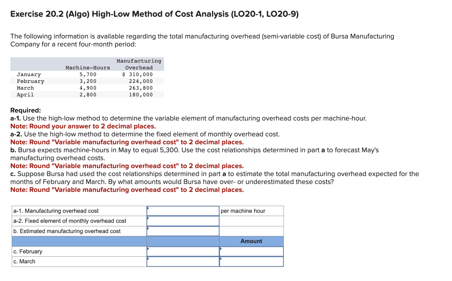 Solved Exercise 20.2 (Algo) High-Low Method of Cost Analysis | Chegg.com
