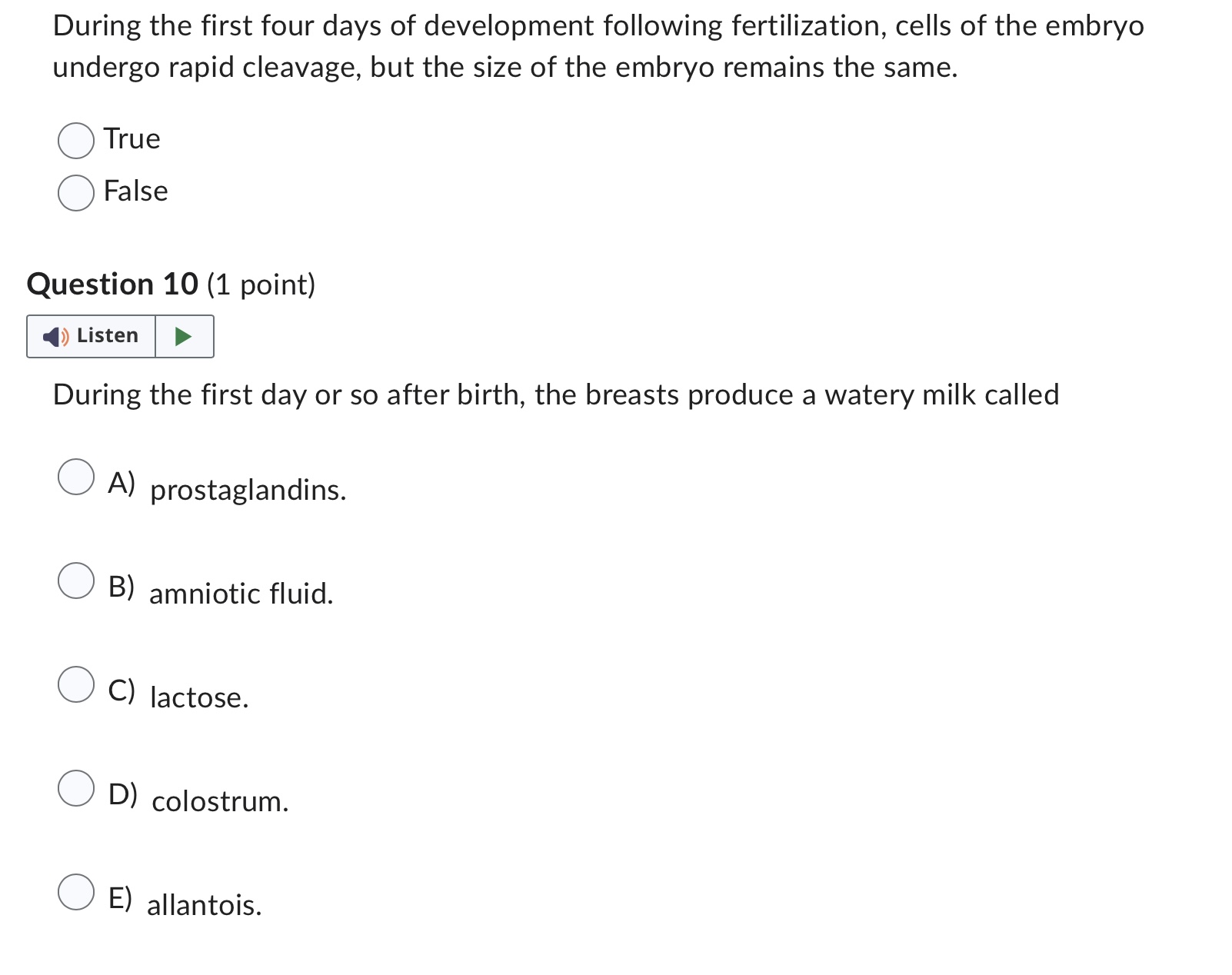 Solved During the first four days of development following | Chegg.com