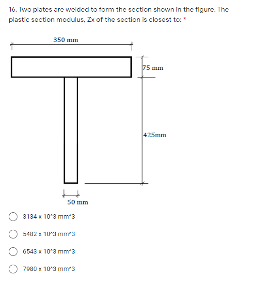 Solved 16. Two plates are welded to form the section shown | Chegg.com