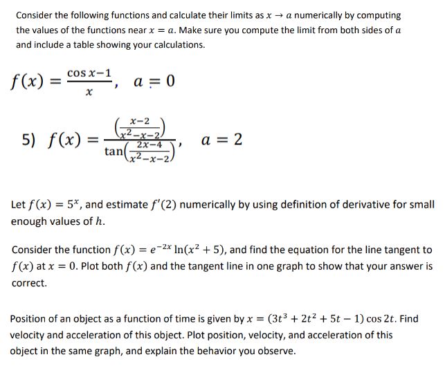 Solved Consider the following functions and calculate their | Chegg.com