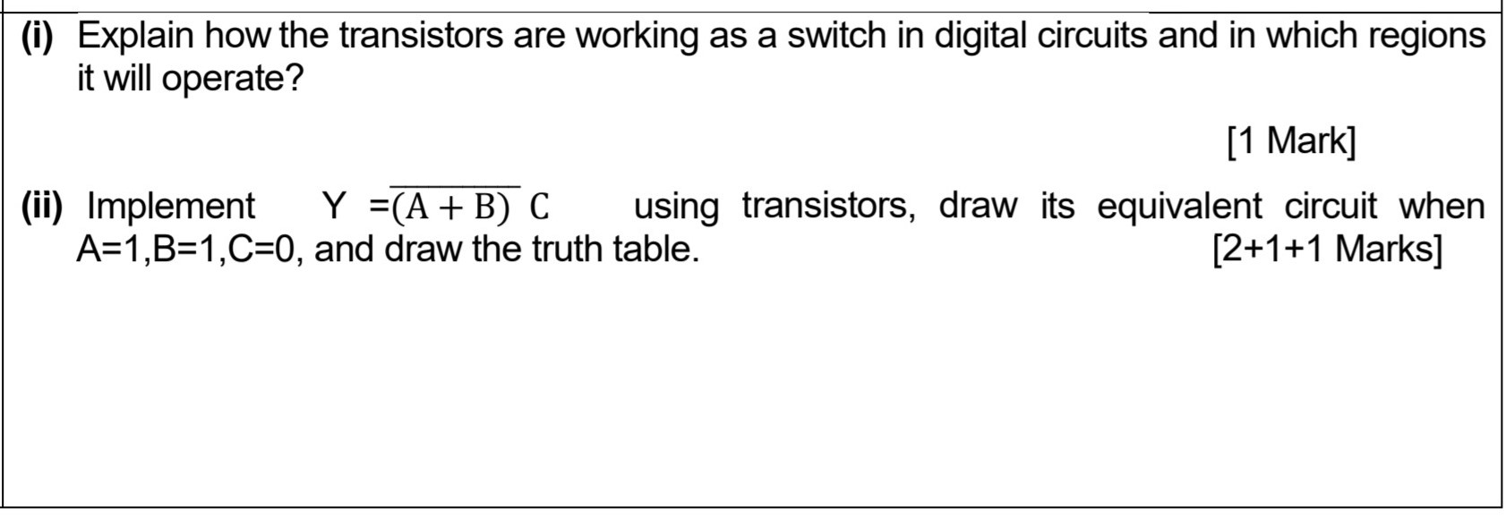 Solved (i) Explain how the transistors are working as a | Chegg.com