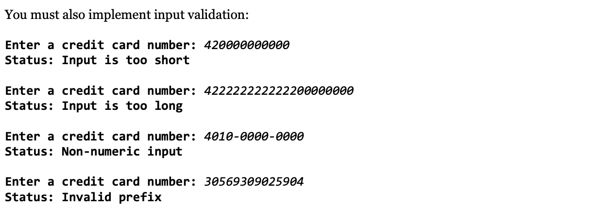 Solved Problem a (PA2a.java) Credit card numbers adhere to | Chegg.com
