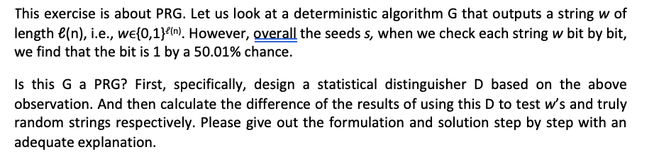 Solved This exercise is about PRG. Let us look at a | Chegg.com