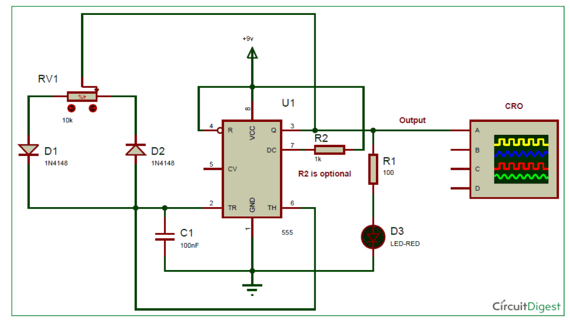 Solved PWM wave generation using 555 Timer multisim Build | Chegg.com
