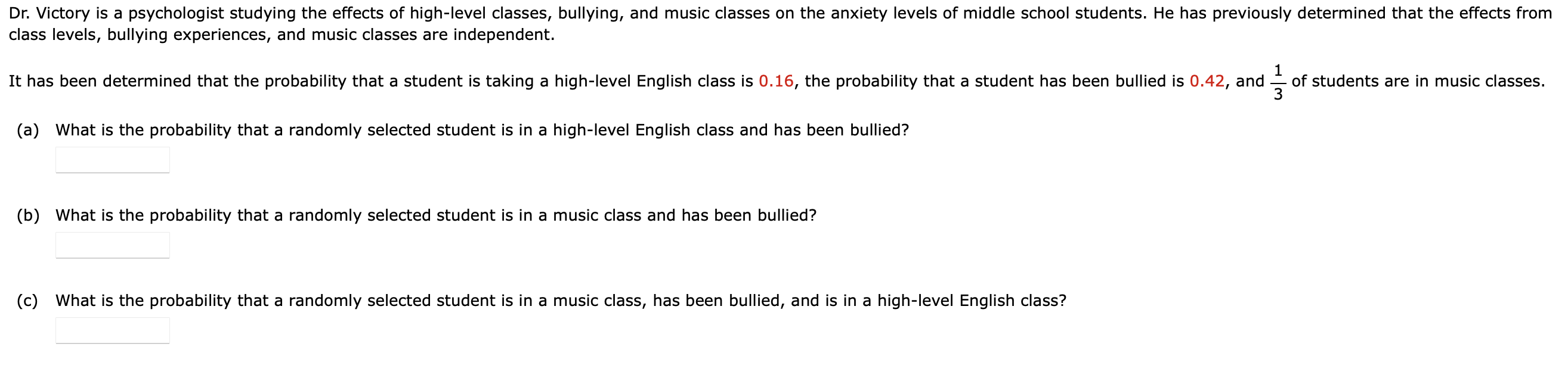 Solved class levels, bullying experiences, and music classes | Chegg.com