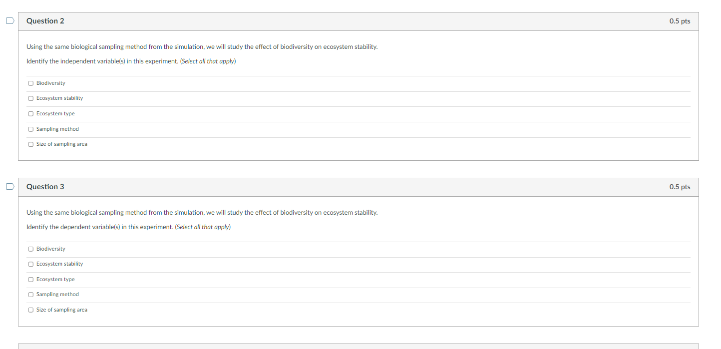 Solved Using the same biological sampling method from the | Chegg.com