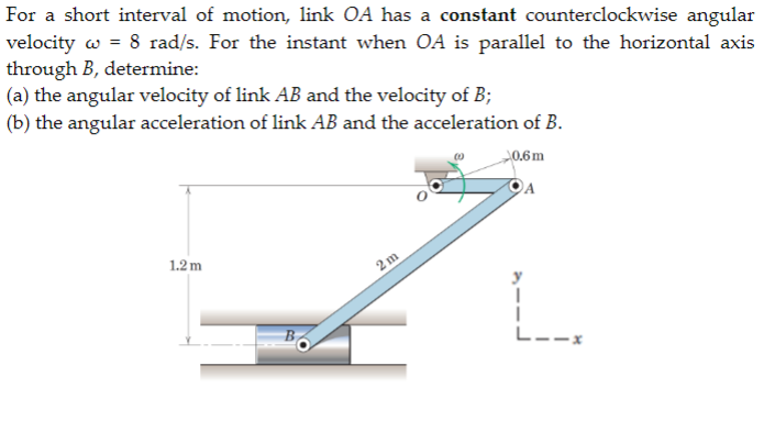 Solved For a short interval of motion, link OA has a | Chegg.com