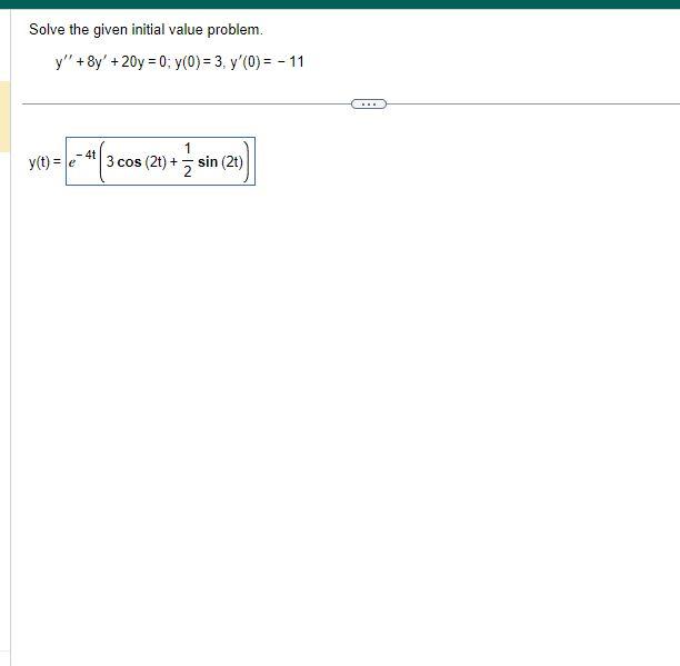 Solved Solve the given initial value problem. | Chegg.com
