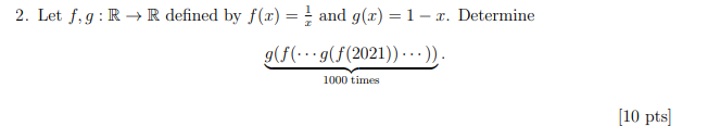 Solved 2. Let f,g: R + R defined by f(x) = { and g(x)=1 – . | Chegg.com