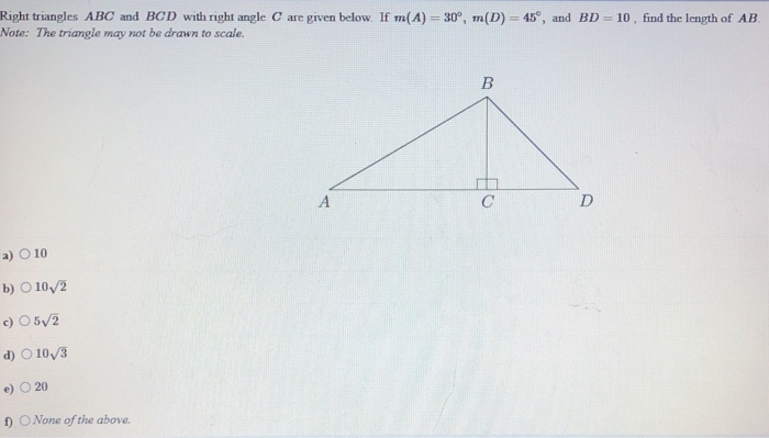 Solved Right triangles ABC and BCD with right angle C are | Chegg.com