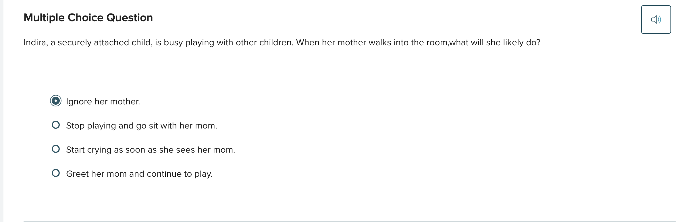 Solved Multiple Choice QuestionIndira, a securely attached | Chegg.com
