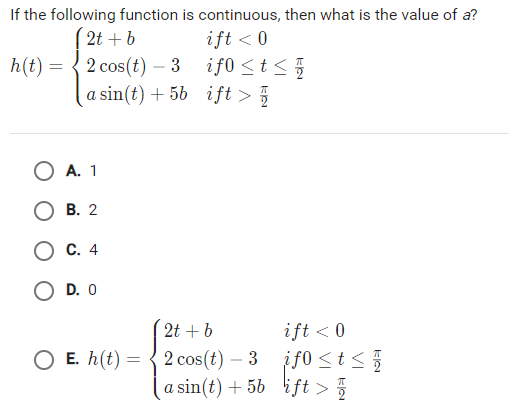Solved If the following function is continuous, then what is | Chegg.com