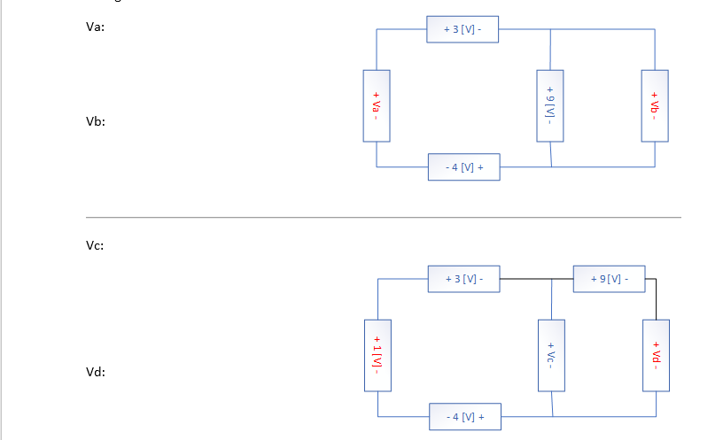 Solved Va: +3[V] - + Va - +9[V] - + Vb - Vb: - 4 [V] + Vc: | Chegg.com