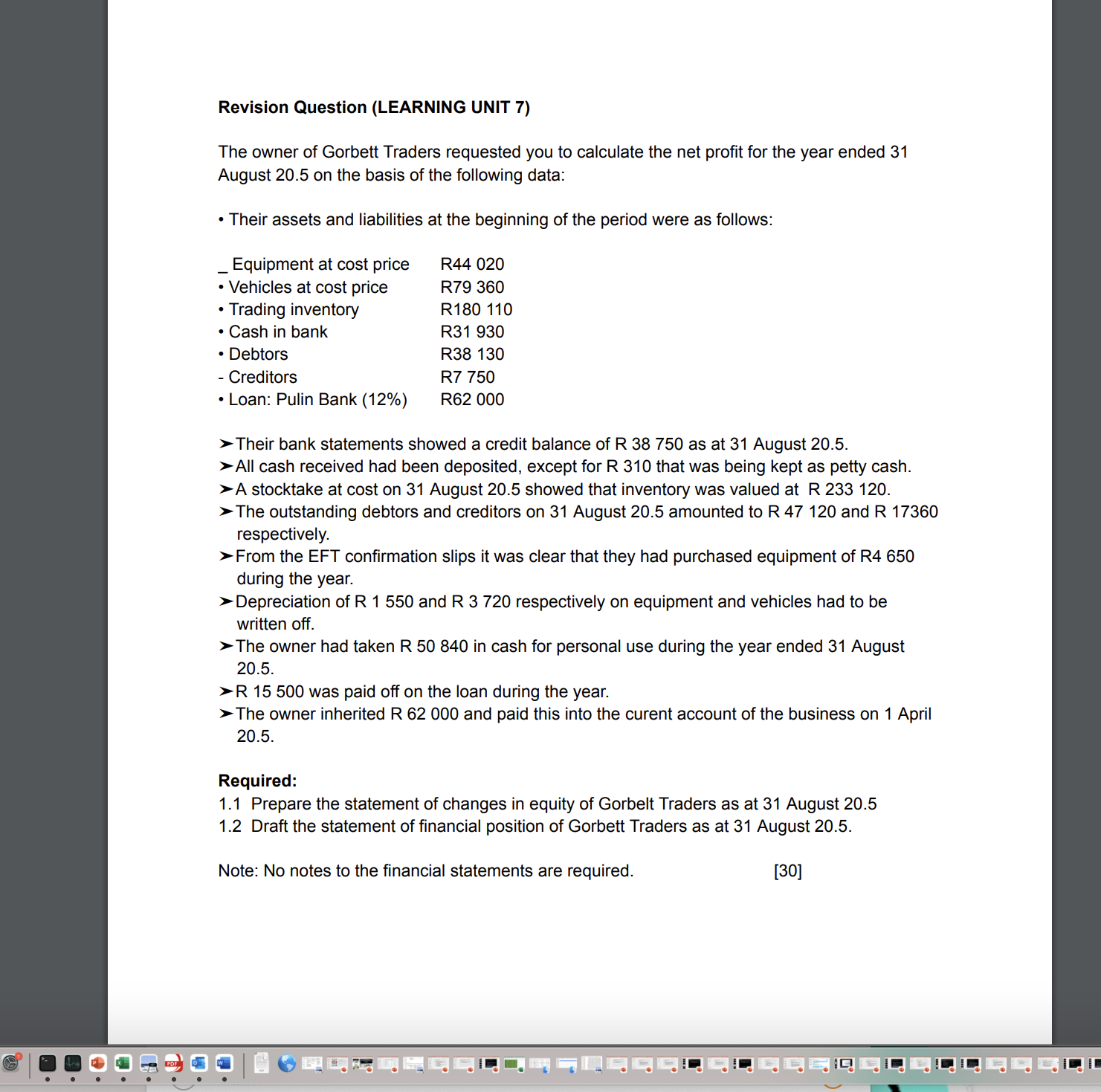 Solved Revision Question (LEARNING UNIT 7) The owner of | Chegg.com