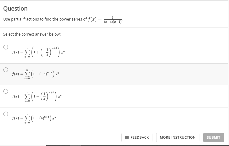 Solved Question Use partial fractions to find the power | Chegg.com