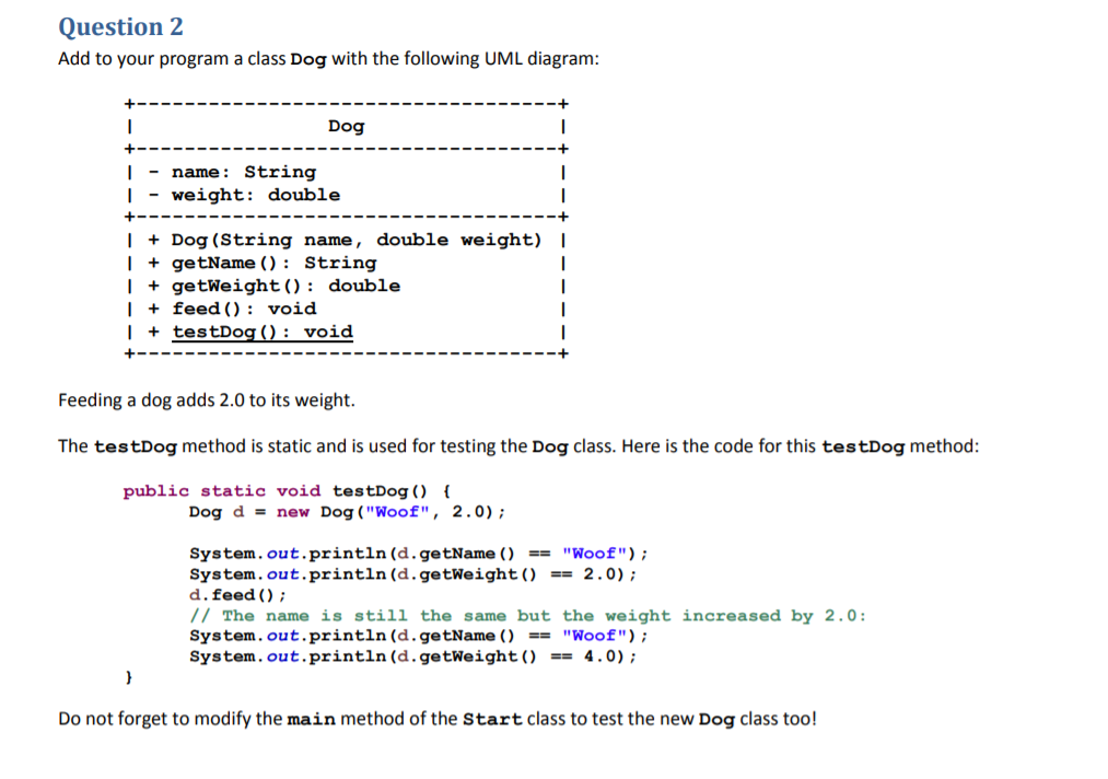Solved Question 1 Create a class a class Cat with the | Chegg.com