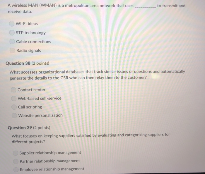 A wireless MAN (WMAN) is a metropolitan area network | Chegg.com