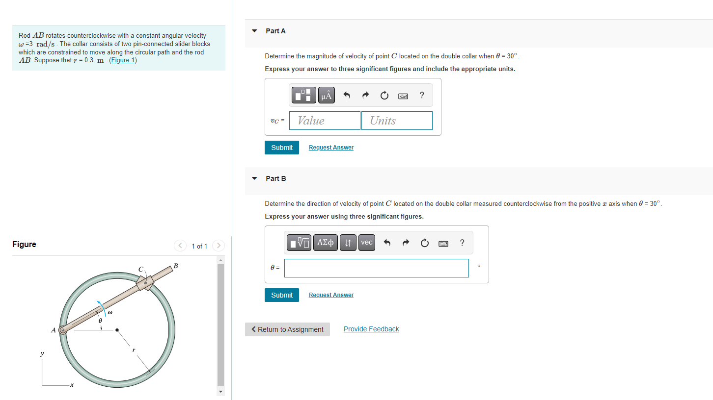 Solved Rod AB rotates counterclockwise with a constant | Chegg.com