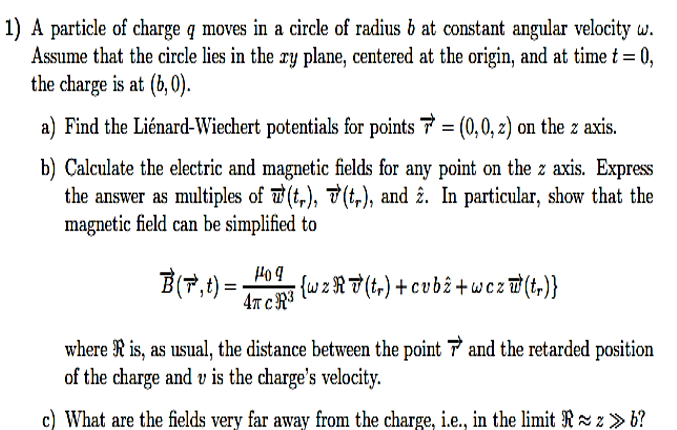 A particle of ﻿charge q ﻿moves in ﻿a circle of | Chegg.com