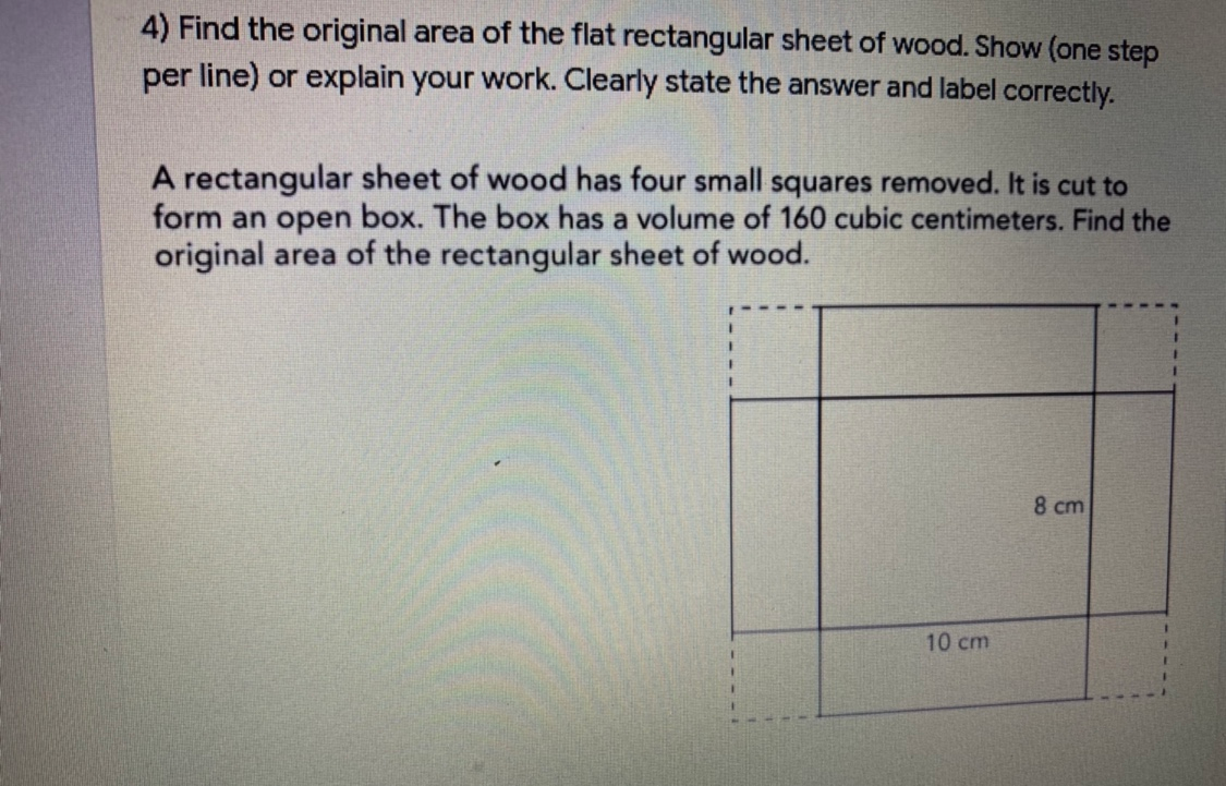 Solved 2) Find the outer surface area of the open box. Show | Chegg.com
