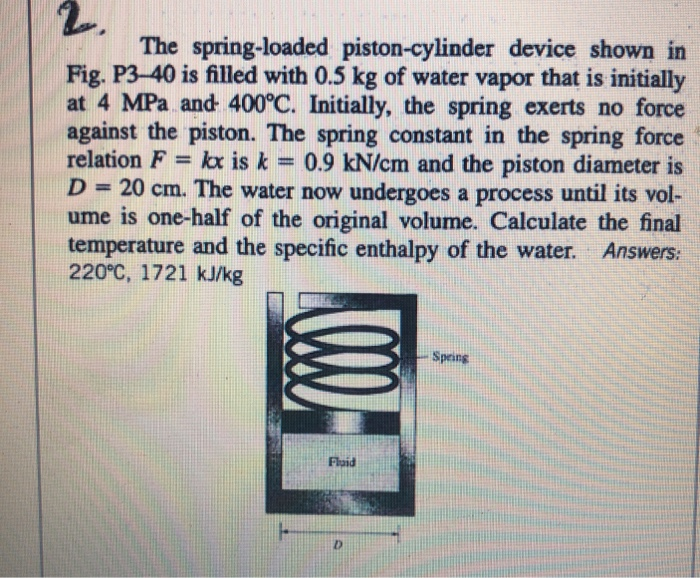 Solved The spring-loaded piston-cylinder device shown in | Chegg.com