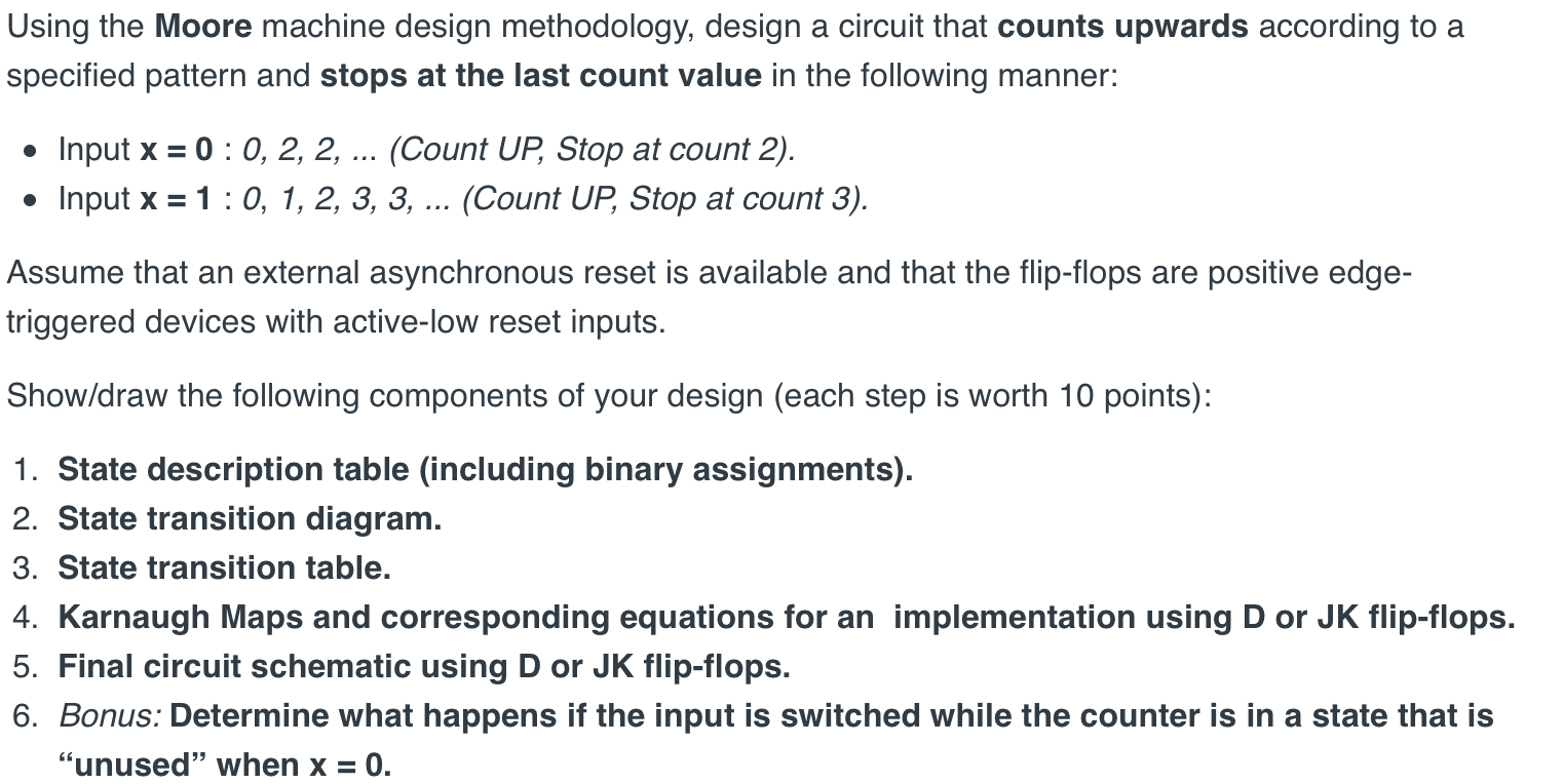 Solved Using the Moore machine design methodology, design a | Chegg.com