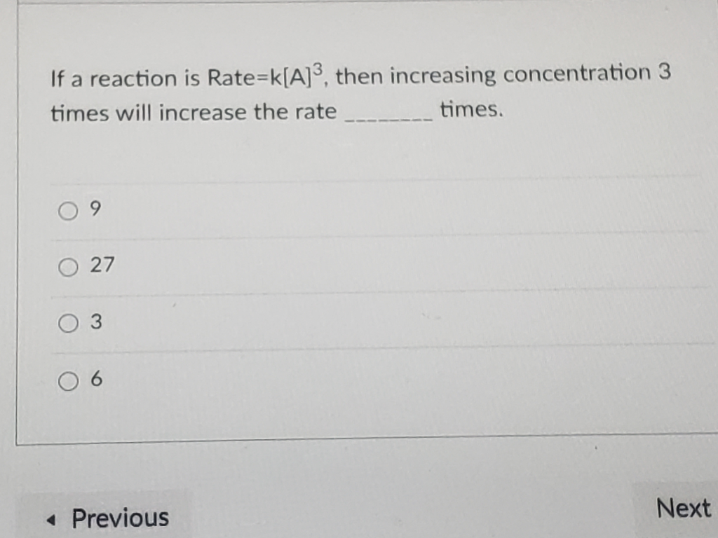 Solved If a reaction is Rate=k[A]º, then increasing | Chegg.com