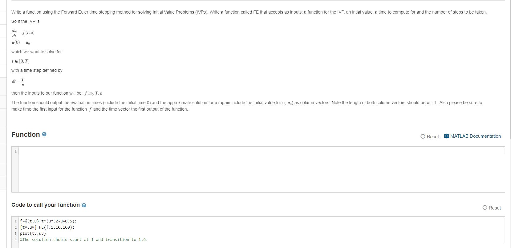 Solved Write a function using the Forward Euler time | Chegg.com