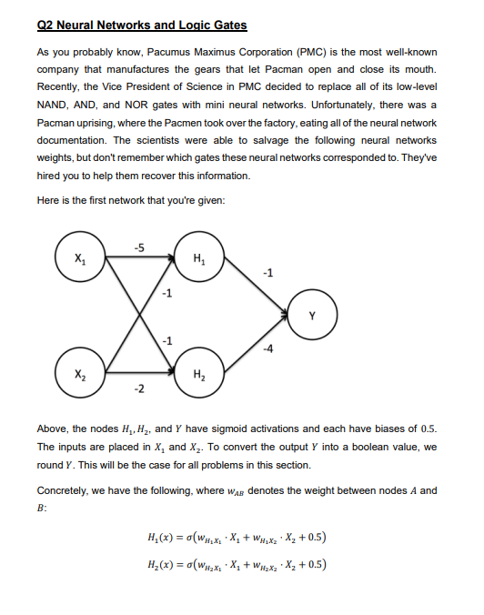 Solved Q2 Neural Networks and Logic Gates As you probably | Chegg.com