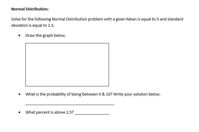 Solved Normal Distribution: Solve for the following Normal | Chegg.com