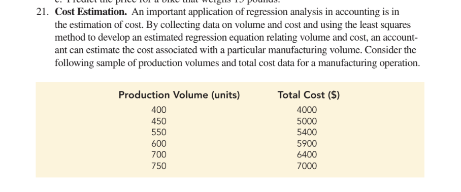 Solved Cost Estimation. An important application of | Chegg.com
