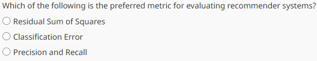 Solved Which of the following is the preferred metric for | Chegg.com