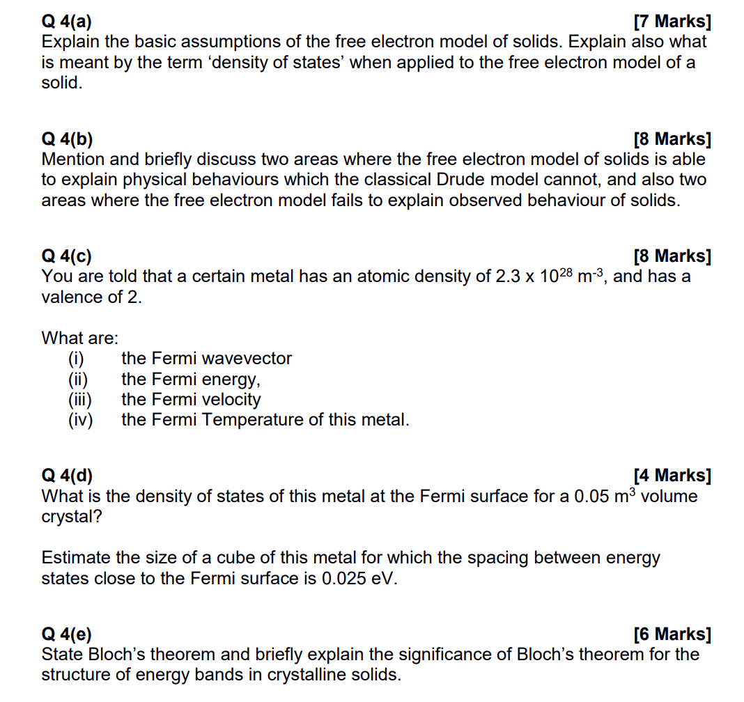 Solved Q 4(a) [7 Marks] Explain the basic assumptions of the | Chegg.com