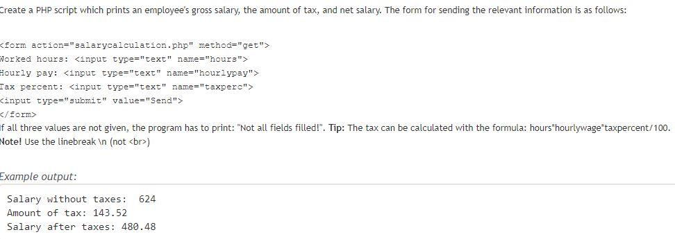 Solved Create a PHP script which prints an employee's gross | Chegg.com