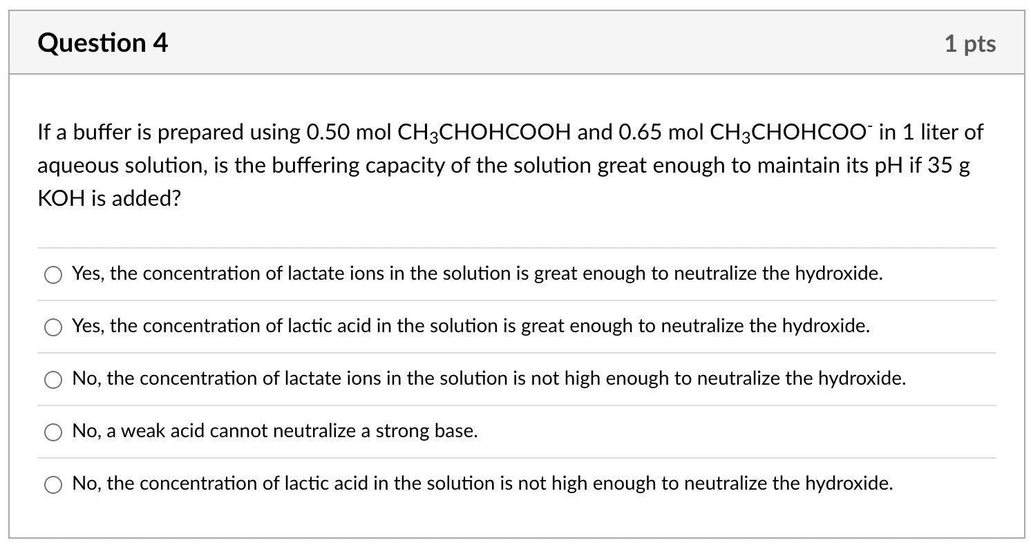 Solved aqueous solution, is the buffering capacity of the | Chegg.com