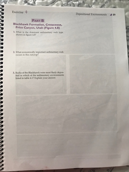Solved Exercise 4 Depositional Environments 49 PART B | Chegg.com