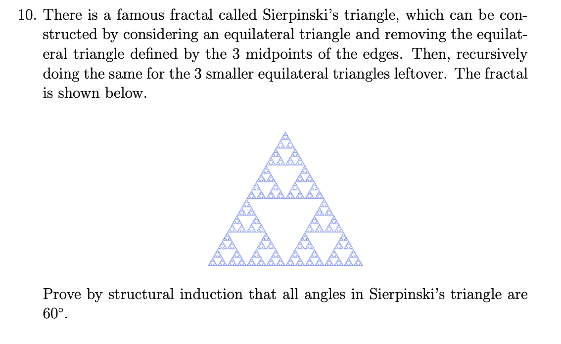Solved 0 . There is a famous fractal called Sierpinski's | Chegg.com