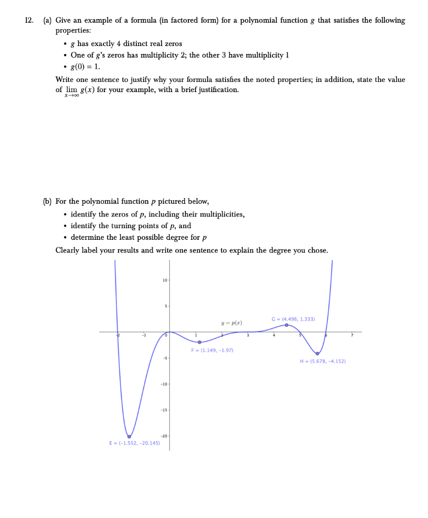 Solved 12. (a) Give an example of a formula (in factored | Chegg.com