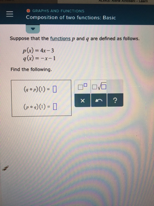 Solved Suppose that the functions p and q are defined as | Chegg.com