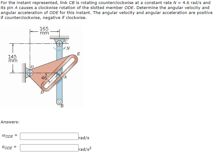 Solved For the instant represented, link CB is rotating | Chegg.com