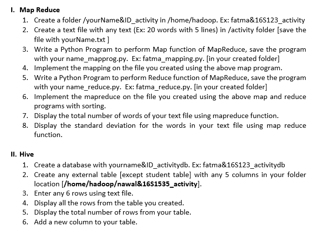 Solved 1. Map Reduce 1. Create a folder | Chegg.com