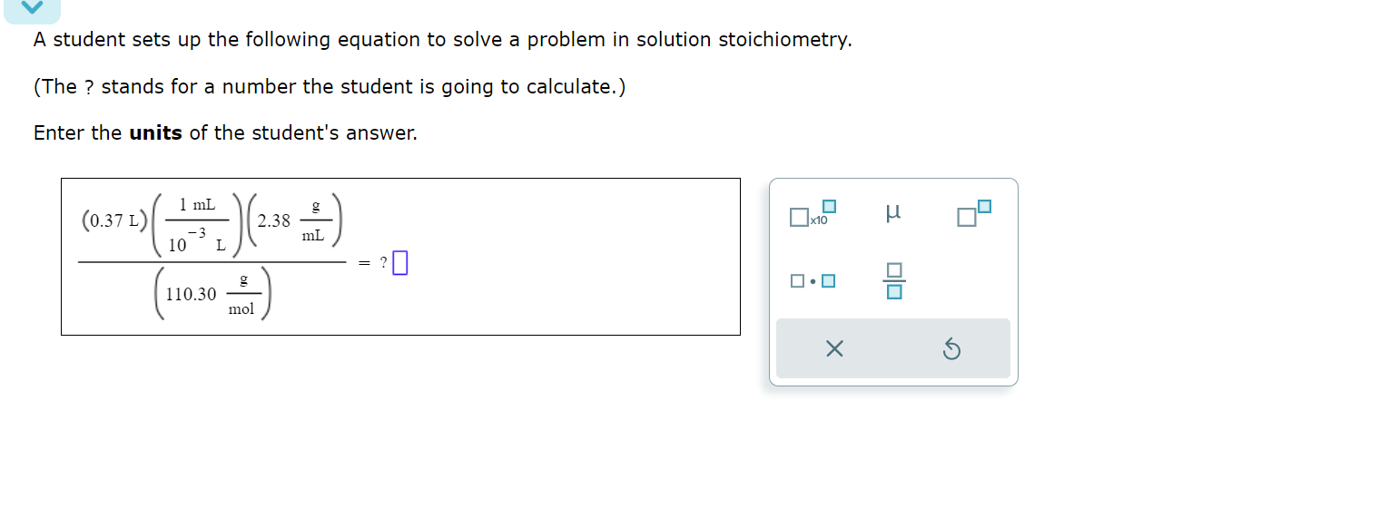 Solved A student sets up the following equation to solve a | Chegg.com